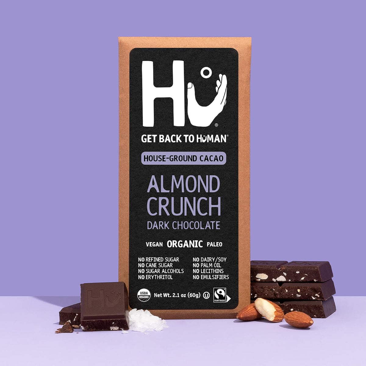 Hu Kitchen, Paleo Dark Chocolate, ALMOND CRUNCH Bar 2.1 oz – www ...