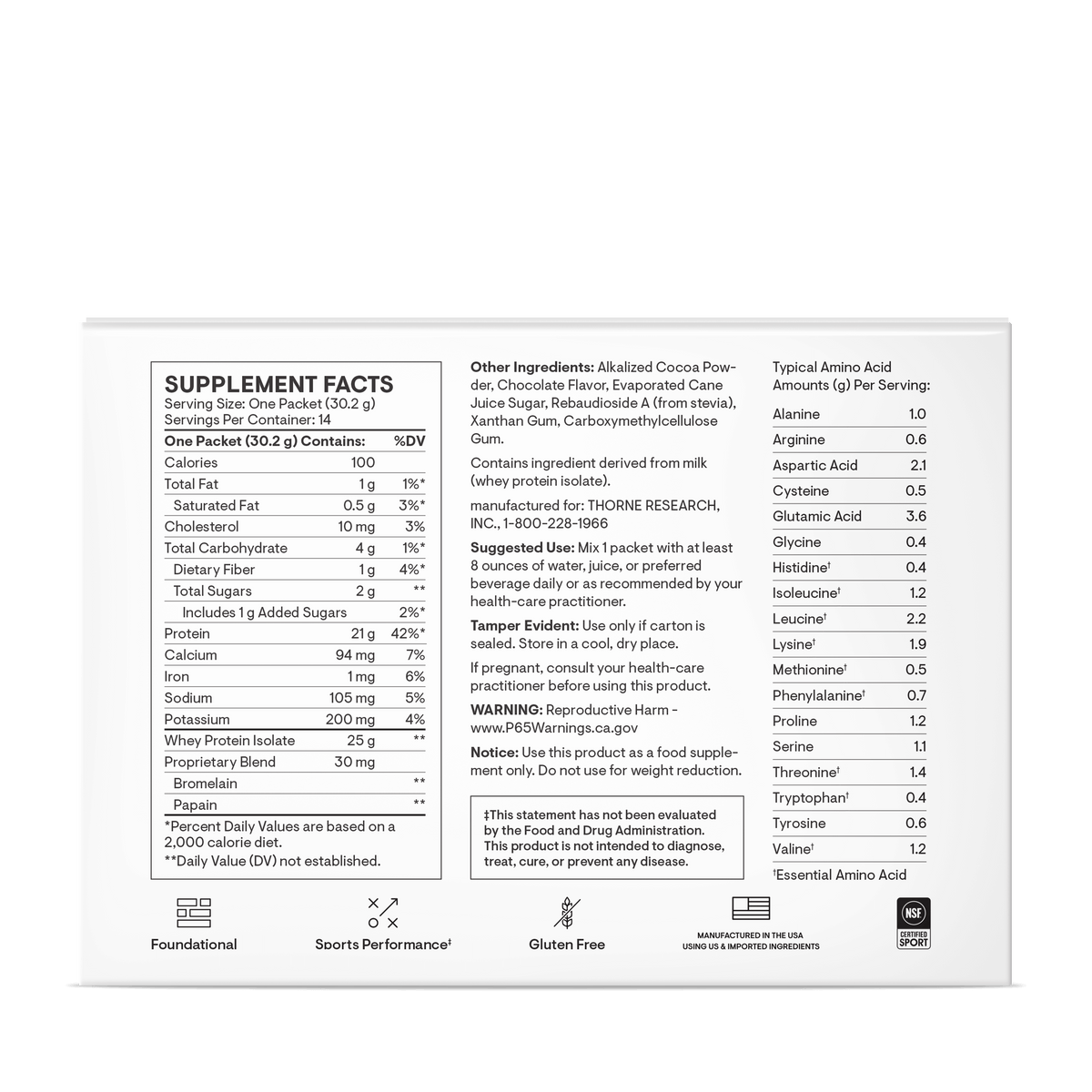 Thorne Whey Protein Isolate Chocolate Travel Packs – www.ohhmygoodness.com